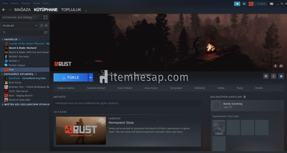 Rust Steam Hesap 130 saat rust warband ve payday 2 de vardır Satın Al ...